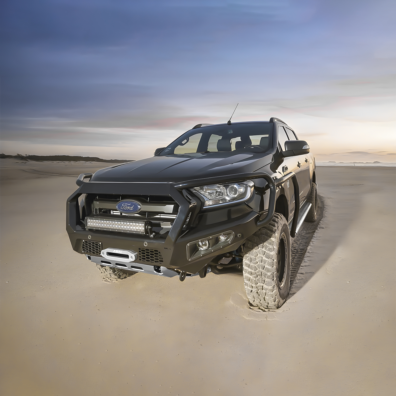 Defensa Con Bullbar AFN Acero Ford Ranger 2012-2022 Negro - ProtecCar