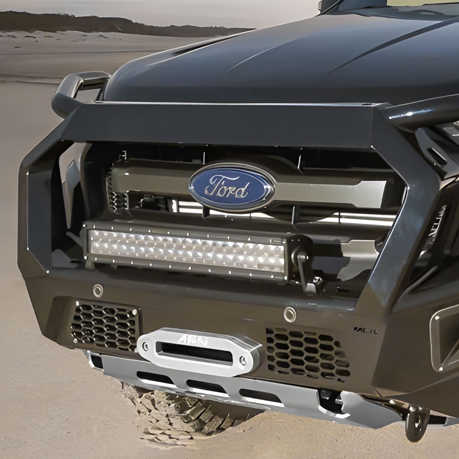 Defensa Con Bullbar AFN Acero Ford Ranger 2012-2022 Negro - ProtecCar