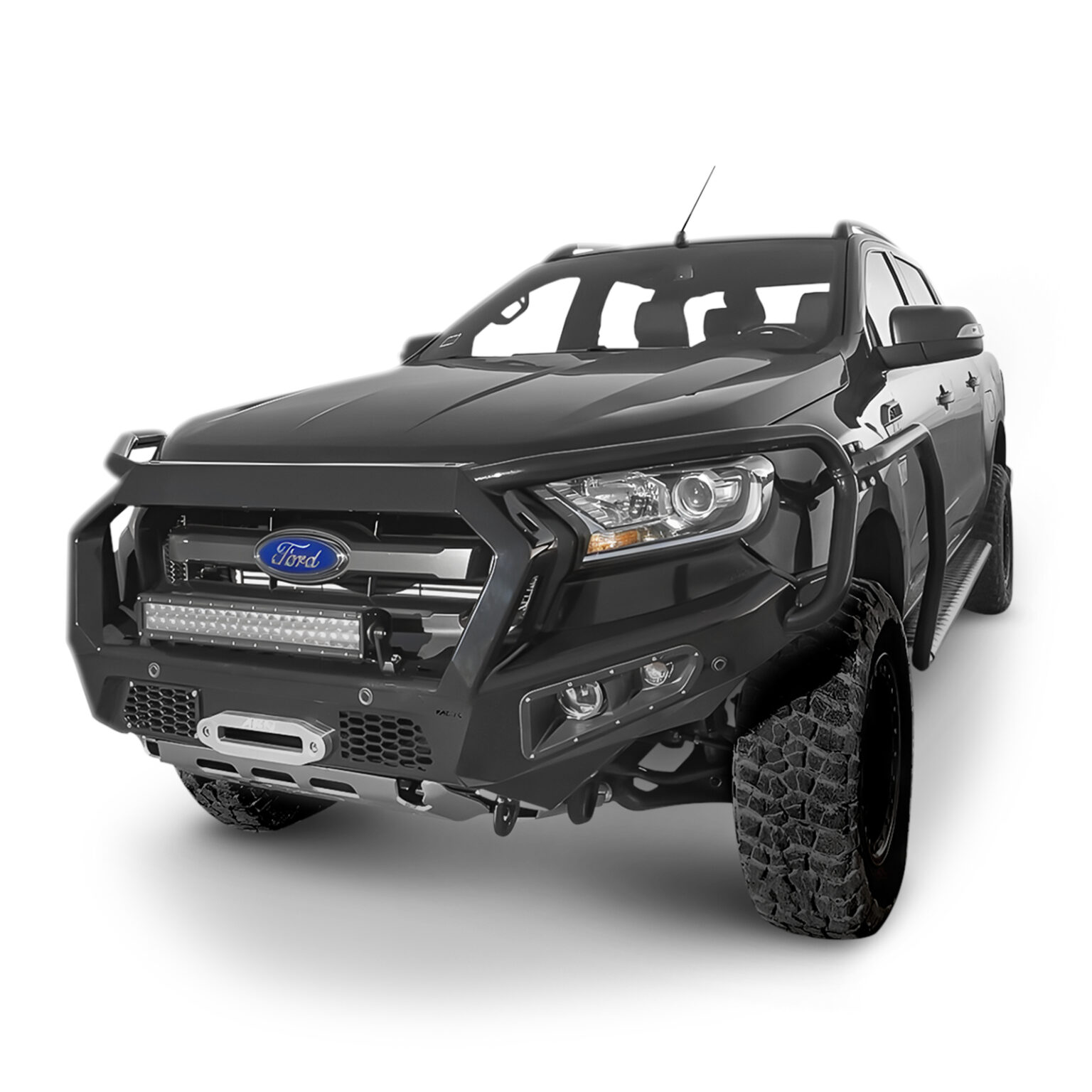 Defensa Con Bullbar AFN Acero Ford Ranger 2012-2022 Negro - ProtecCar