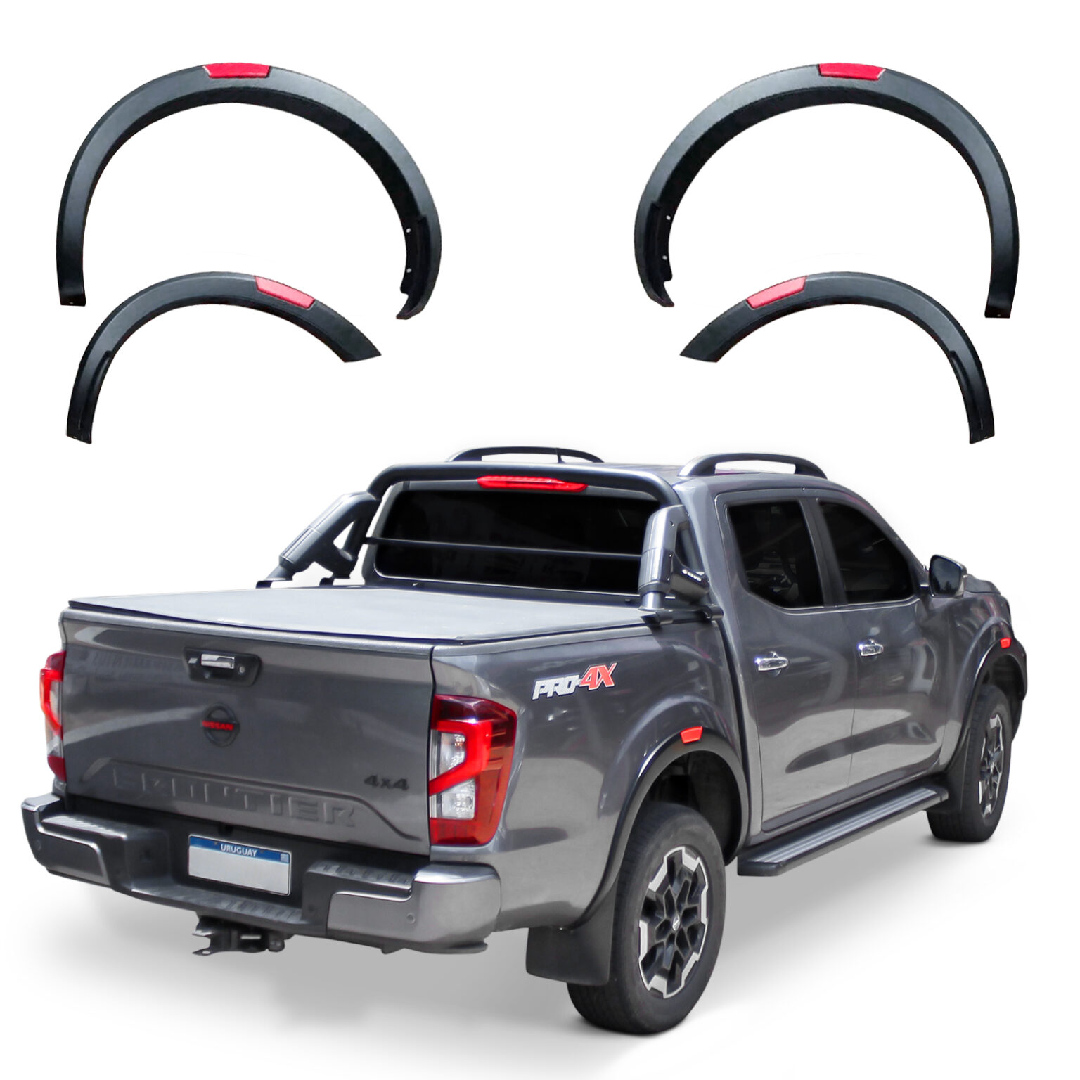 Fenders Spaco Negros C/Detalles Rojos Nissan Frontier 2016+ - ProtecCar